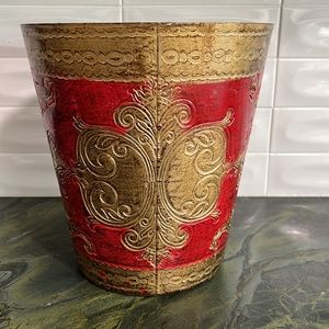 Vintage | Bath | Vintage Italian Florentine Gold And Red Garbage Can ...
